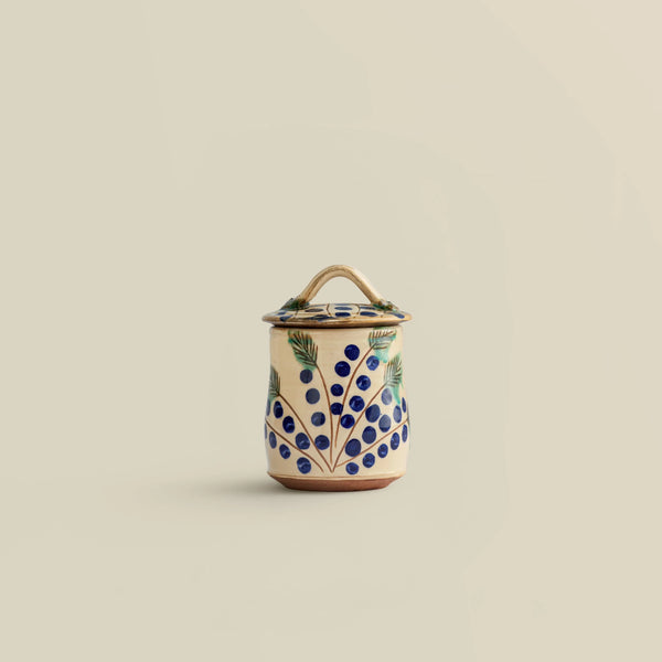 Dotty Vine Hand-Painted Fayoum Pottery Jam Jar