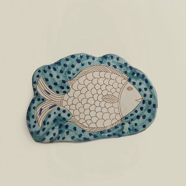 Marine Hand-Painted Fayoum Pottery Wall Art
